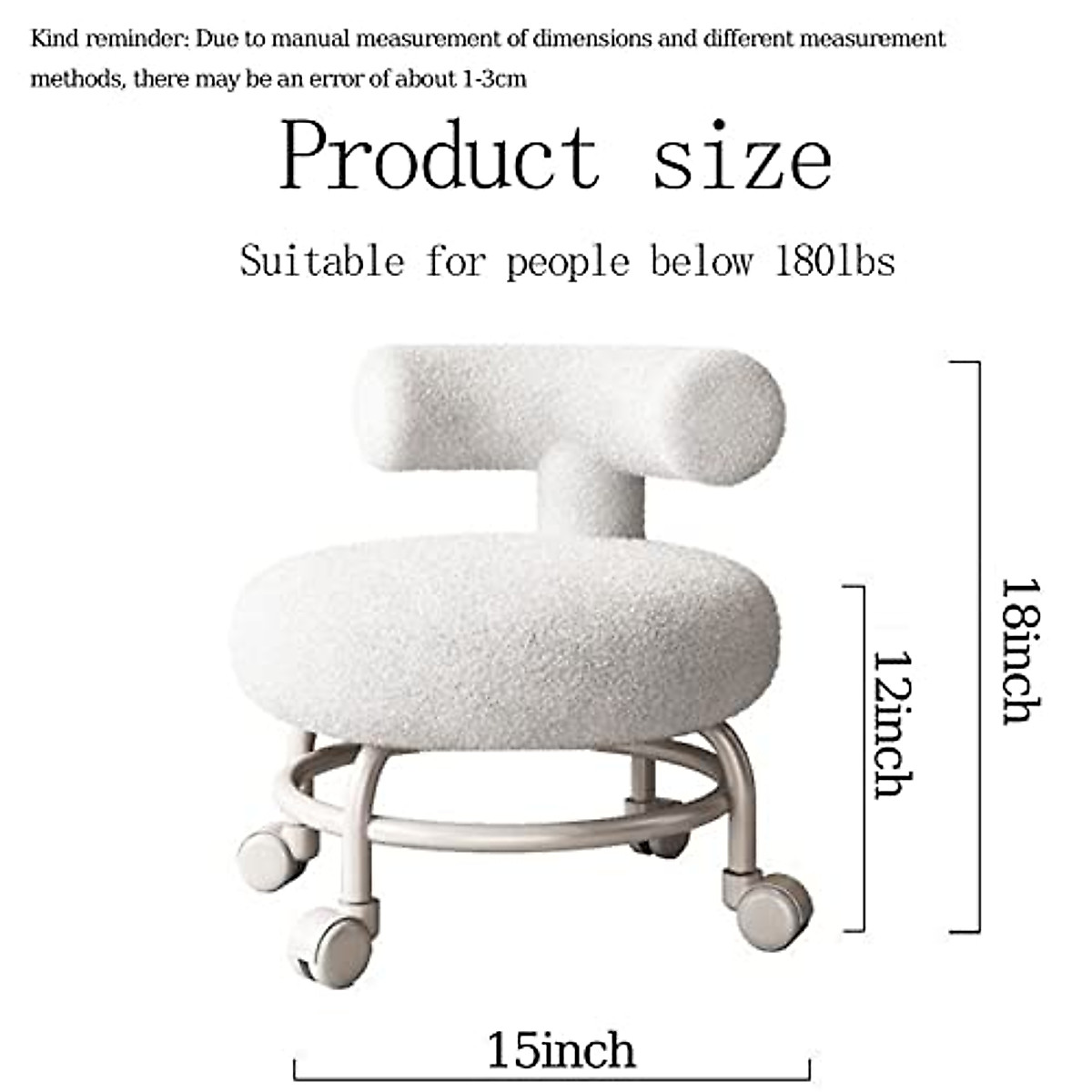 YHGSYXL Modern Boucle Chair Cute Small Upholstered Tufted Foot Stool, Sheep Fabric Plush Armless Ottoman Chair with Wood Frame for Living Room Bedroom Home Decor