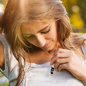 AYANA Piezo Black Tourmaline Necklace for Women - Hex Pencil Pendant with Bionized Black Tourmaline Crystals, Cho Ku Rei Reiki Charged Orgonite Chakra Protection Necklaces