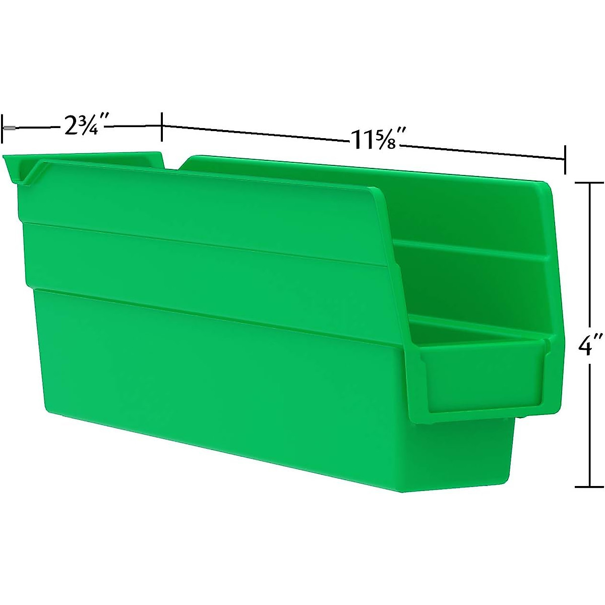 Akro-Mils 30110 Plastic Nesting Shelf Bin Box, (12-Inch x 3-Inch x 4-Inch), Green, (24-Pack)
