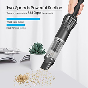 MMOOSOO Handheld Vacuum Cordless 12KPa, Lightweight Hand Vacuum Cleaner with Upgraded Brushless Motor and Single Touch Empty, Car Vacuum Cordless with Car Charger/Charging Dock