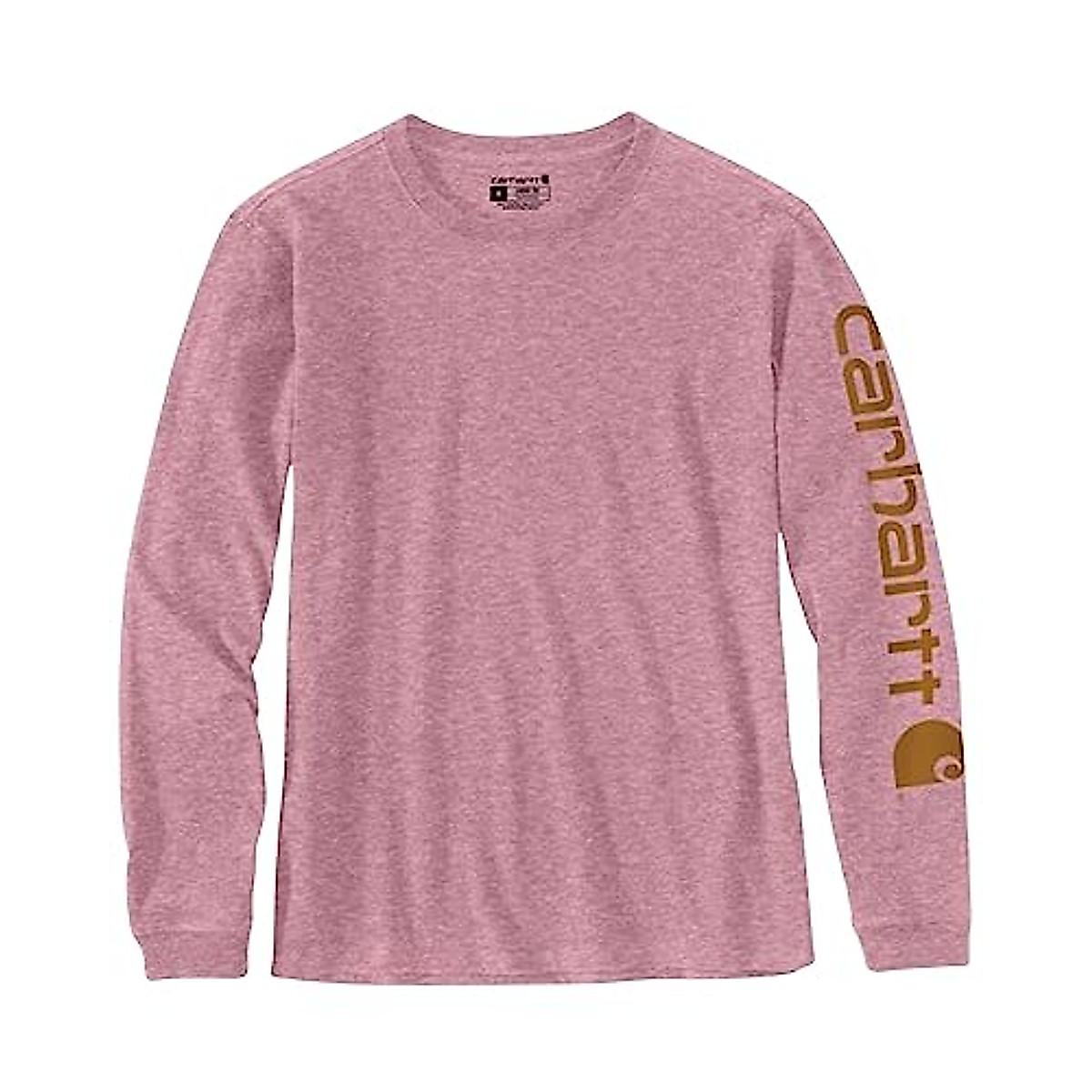 Carhartt Women's Loose Fit Heavyweight Long Logo Sleeve Graphic T-Shirt, Foxglove Snow Heather, Small