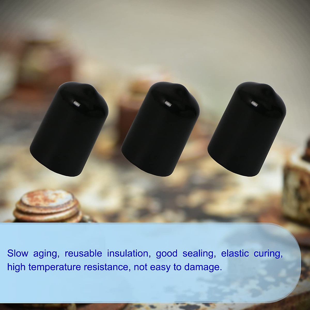 Aopin Bolt Caps Screw Thread Protectors Rubber Round End Cap Cover 0.79 Inch (20mm) PVC Flexible Tubing Pipe Protective Bolt Safety Cover | for Pipe Post Tubing Rod Cover 10 Pcs (Black)