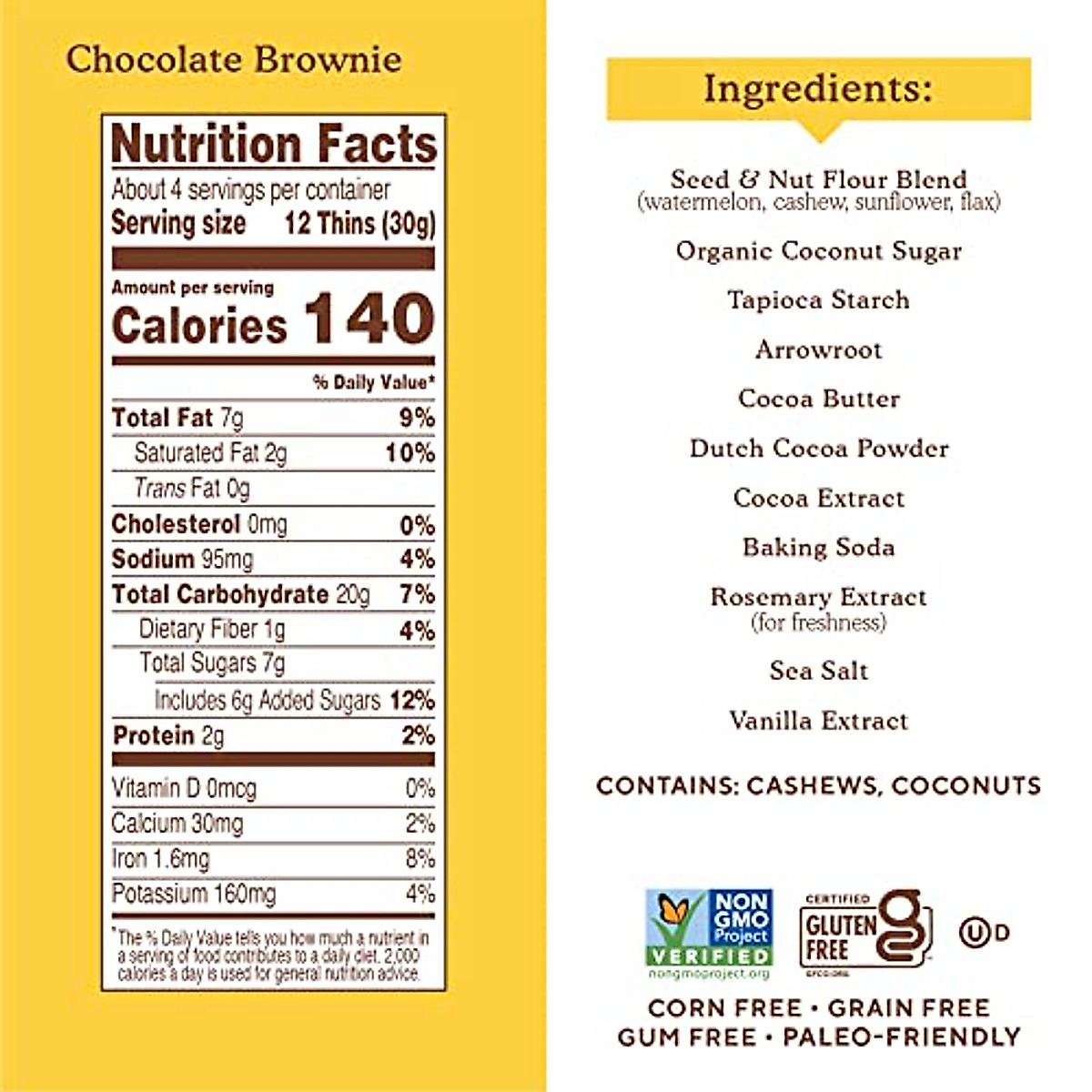 Simple Mills Sweet Thins Cookies, Seed and Nut Flour, Chocolate Brownie - Gluten Free, Paleo Friendly, Healthy Snacks, 4.25 Ounce (Pack of 1)