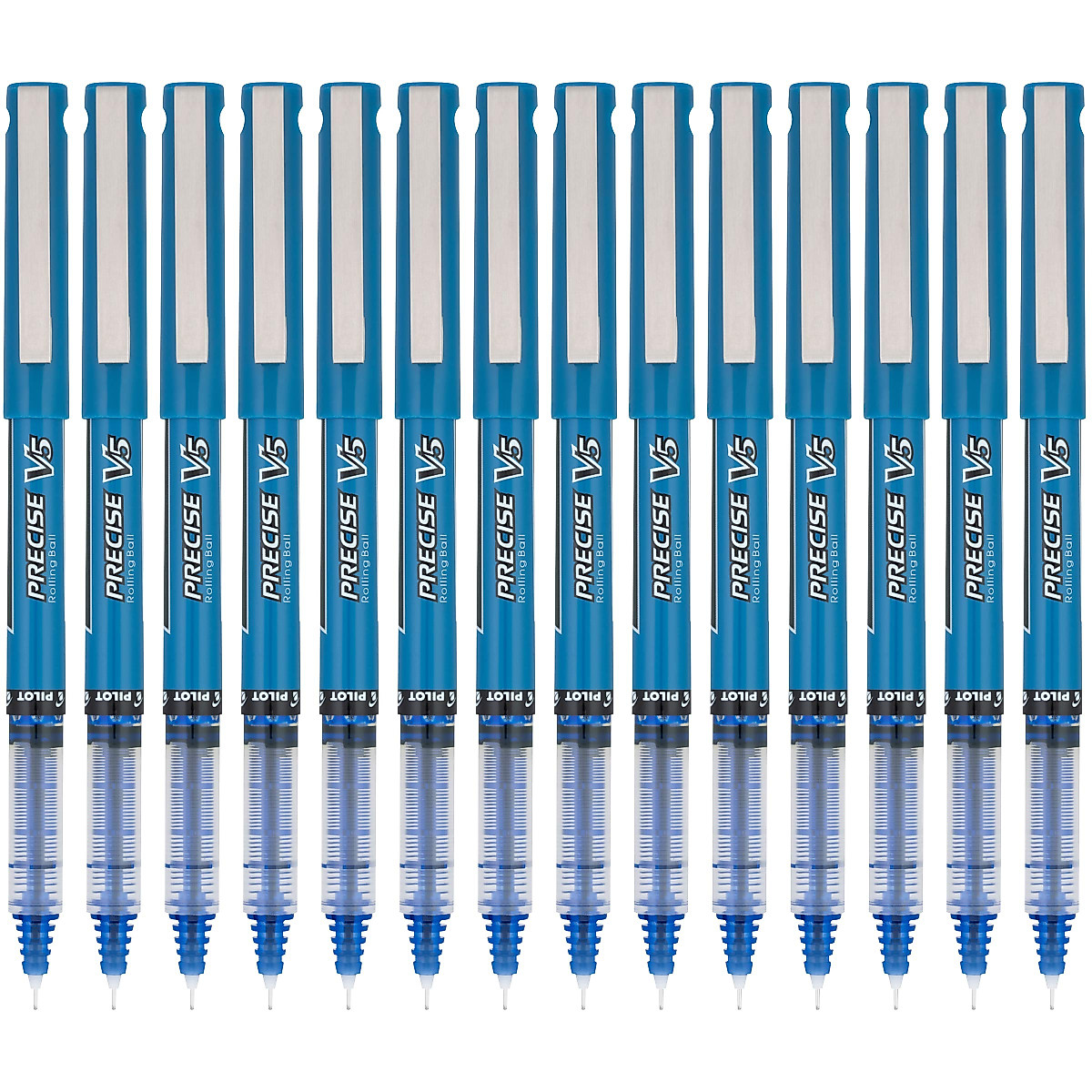 Pilot, Precise V5, Capped Liquid Ink Rolling Ball Pens, Extra Fine Point 0.5 mm, Blue, Pack of 14