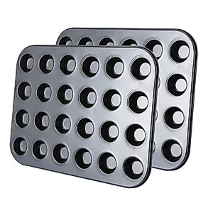 Kingrol 24-Cup Nonstick Mini Cupcake & Muffin Pans, Carbon Steel Baking Pans - 2 Pack