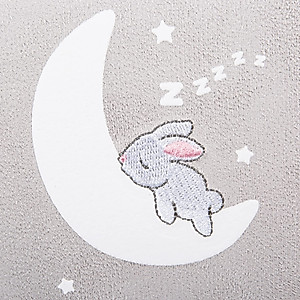 Happy Homewares Cute and Beautiful Neutral Grey Suede Baby Shower Photo Album - 80 Spaces for 4x6 Photos | White Moon and Stars