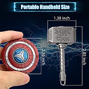 Transformable Fidget Spinner, Metal Hand Hammer Fidgit Toy for Kids Adults, Cool Shield Chain Fingertip Gyro Stress Relief Cube for Office, Stocking Stuffer Gifts for Christmas New Year 2 Pack