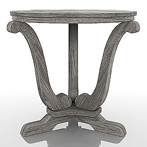 24/7 Shop at Home Jone Farmhouse 24 in. Wood Pedestal Round End Table for Living, Reception Room, Home Office, Bedroom, Vintage Gray Oak