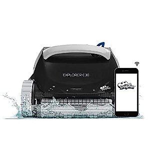 Dolphin Explorer E30 Robotic Pool Vacuum Cleaner with Wi-Fi Control — Large Capacity, Top Load Filter Basket is Simple to Clean — Powerful Suction Captures Small Debris — Ideal for All Pool Types
