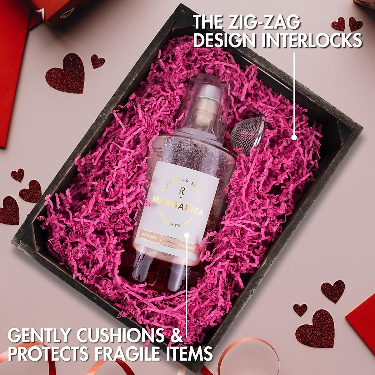 MagicWater Supply Soft & Thin Cut Crinkle Paper Shred Filler (1/2 LB) for Gift Wrapping & Basket Filling - Raspberry