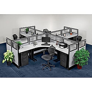 Global Industrial 48-1/4"W x 60" H Office Partition Panel with Partial Window, Gray