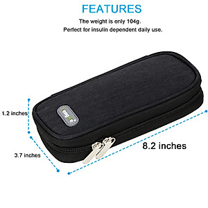 YOUSHARES Insulin Cooler Travel Case - Diabetic Case Insulated Organizer Portable Cooling Bag for Insulin Pen and Medication Diabetic Care Supplies with 2 TSA Approved Ice Pack (Black)