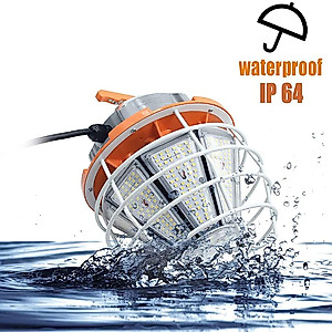 RIUVAO LED Temporary Work Light 110V-277V 150W 25000ML 5000K Linkable Construction Light Daylight White,Hanging for Job Site Waterproof IP64 Outdoor Warehouse High Bay