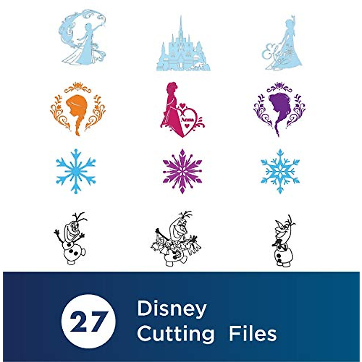 Brother ScanNCut Disney Frozen HomeDeco Pattern Collection 1 CADSNP04, 27 Designs with Olaf, Elsa, Anna & More, Vinyl Wall Art, Iron-on Transfers for Clothing, DIY Stencil Templates, Party Decorations