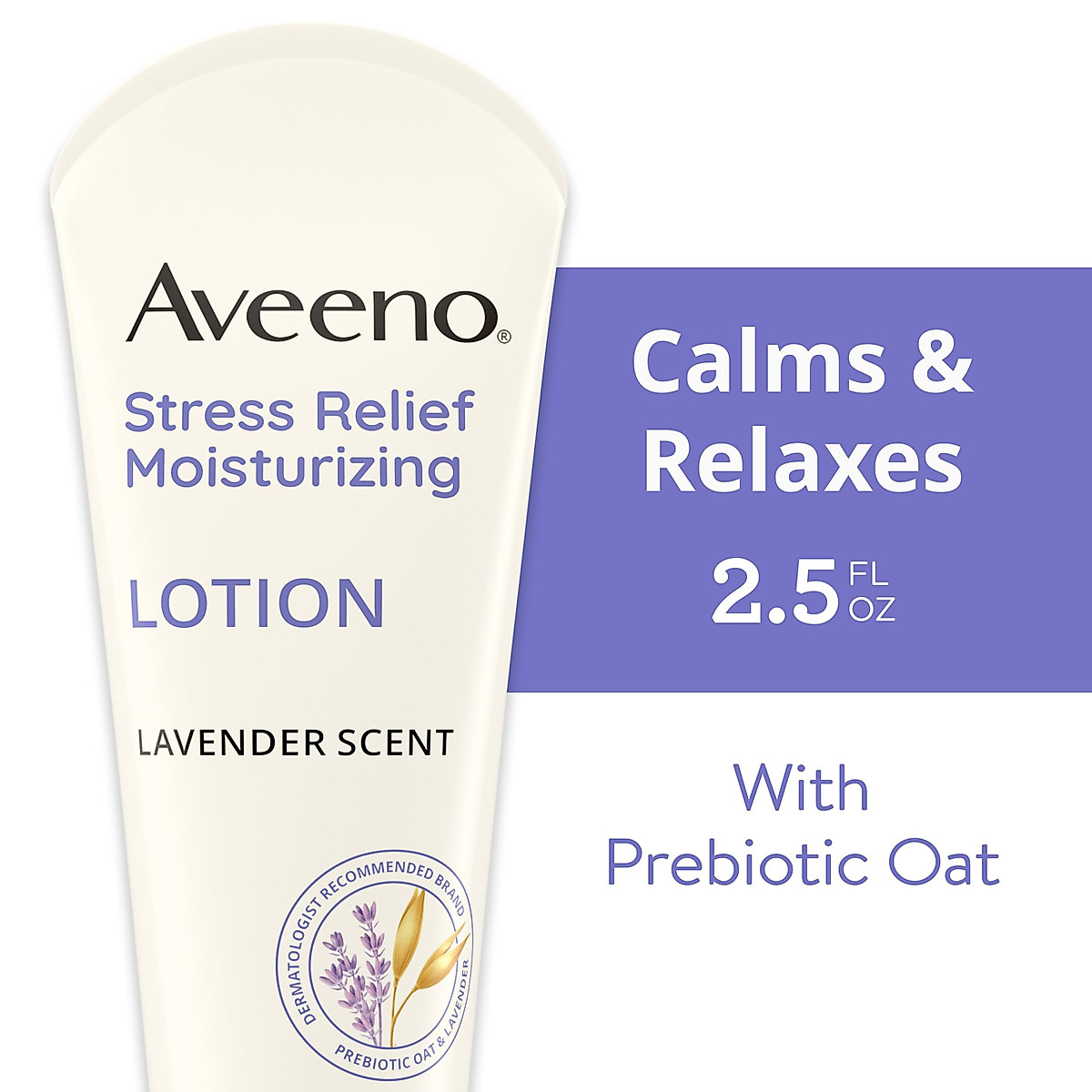 Aveeno Stress Relief Moisturizing Body Lotion with Lavender Scent & Prebiotic Oat to Calm & Relax, Non-Greasy, TSA-Approved Travel Size, 2.5 fl. oz, 12 Pack