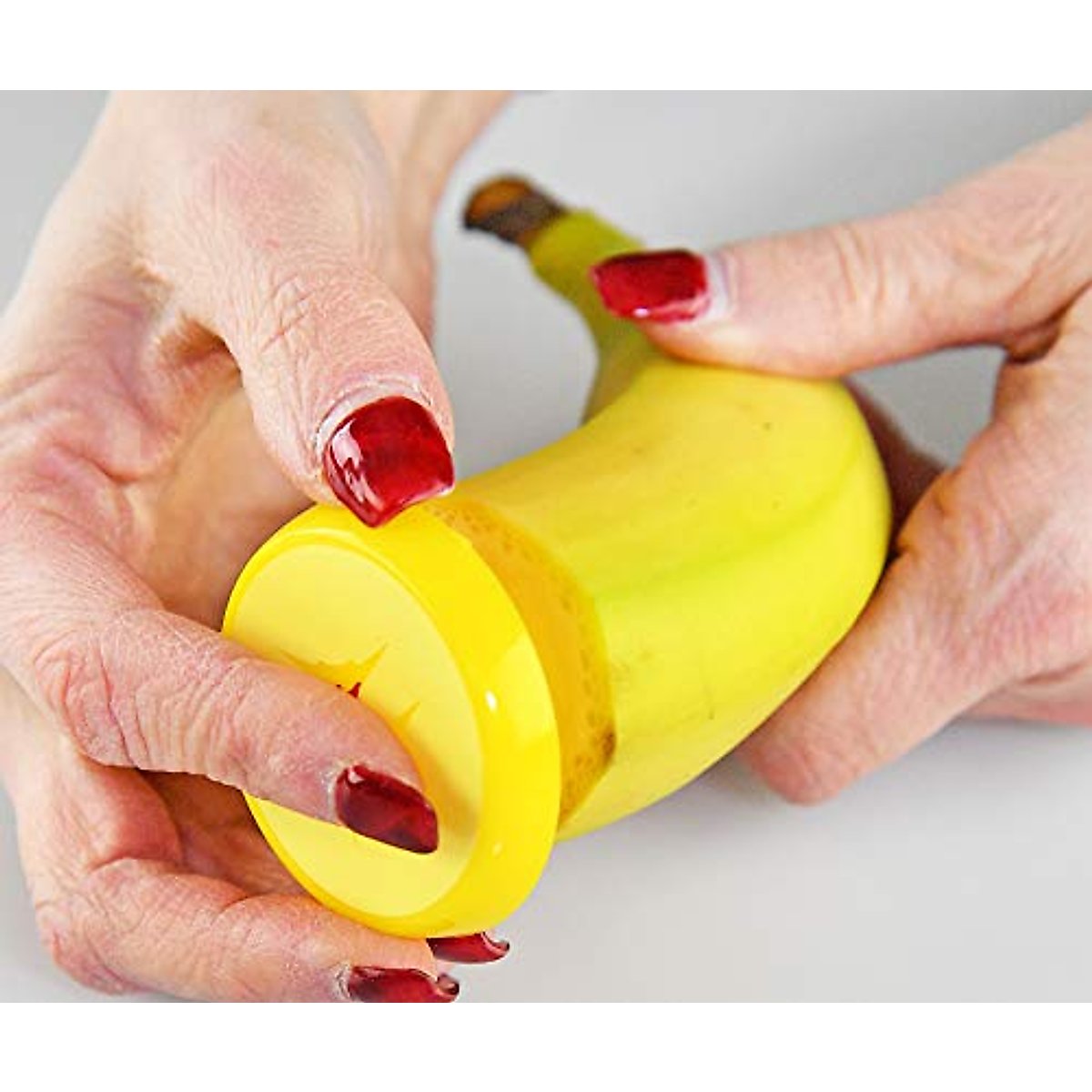 HOME-X Fresh Banana Cover, Reusable Produce Keeper, Banana End Caps, Set of 2-2” D x 1” H, Yellow