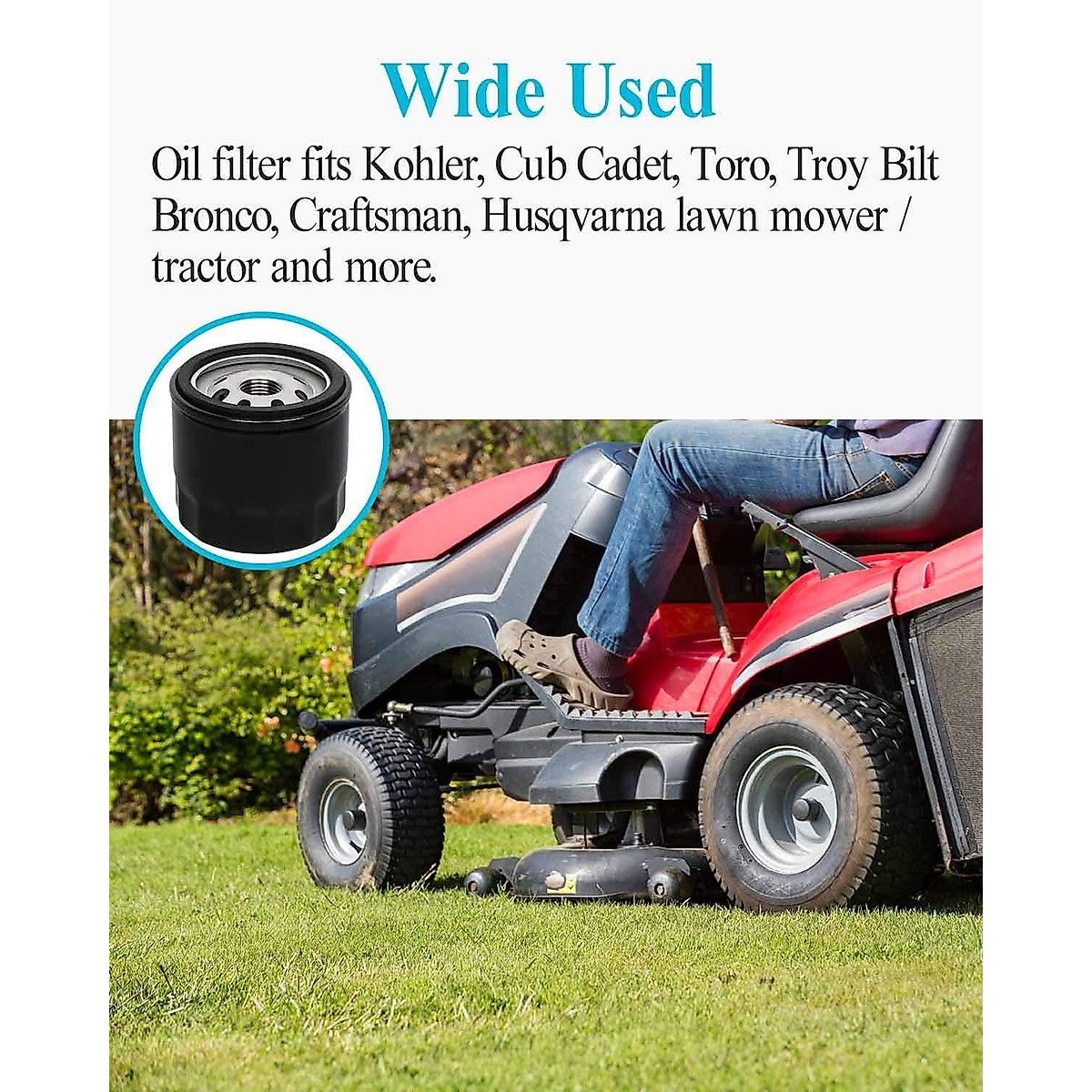 HOODELL 4 Pack 12 050 01-S Oil Filter, Professional Factory Oil Filter Fits Kohler Engine Troy Bilt Bronco 12 050 01 1205001-S 12 050 01-S1, Lawn Mower Oil Filter