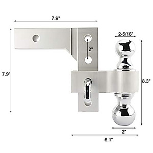 NovelBee Aluminum Adjustable Trailer Hitch Receiver with 2" and 2-5/16" Dual Ball Mount Fit 2" Receiver