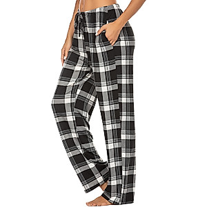Ekouaer Womens 2 Pack Lounge Pants Comfy Pajama Pants Plaid Pajama Bottoms with Pockets Drawstring Pj Bottoms