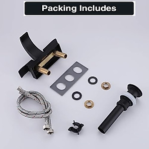 BANGPU 4 Inch Centerset Sink Faucet 3 Hole Centerset Sink Faucet 2 Handle Bathroom Basin Faucet Waterfall Lavatory Vanity Faucet 4 Inch with Pop Up Drain, Matte Black