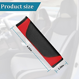 BESULEN Car Seat Belt Cover, 2 Pack Carbon Fiber Leather Seatbelt Shoulder Pad, Auto Safety Seat Belt Cushion Protector Compatible with All Cars and Backpack Strap (Carbon Fiber/Red)