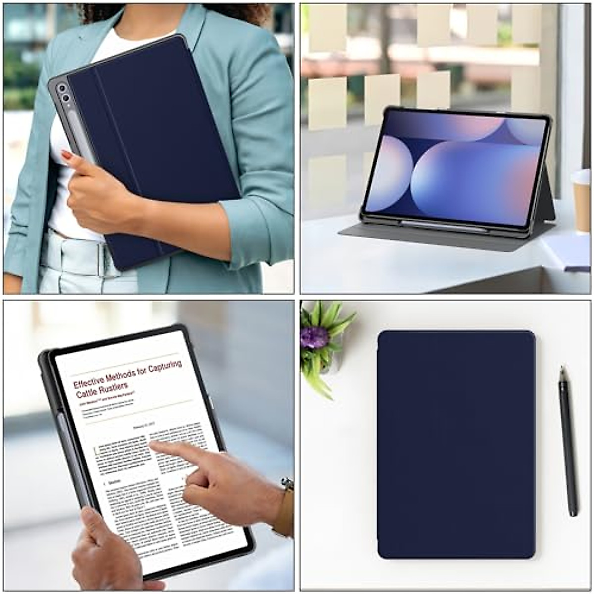 Soke Case for Samsung Galaxy Tab S10 Plus/Tab S9 Plus/S8+/S7 FE/S7+ 12.4-inch with S Pen Holder, Shockproof Stand Folio Cover for Galaxy Tablet S10 2024 12.4", Dark Blue