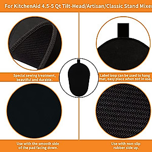 Sliding Mat for Kitchenaid Mixer with 2 Black Cord Organizers, Mover Slider Mat Pad for 5-8 Qt Bowl-Lift Stand Mixer, Kitchen Appliance Slider Mat Compatible with Professional 600 Stand Mixer
