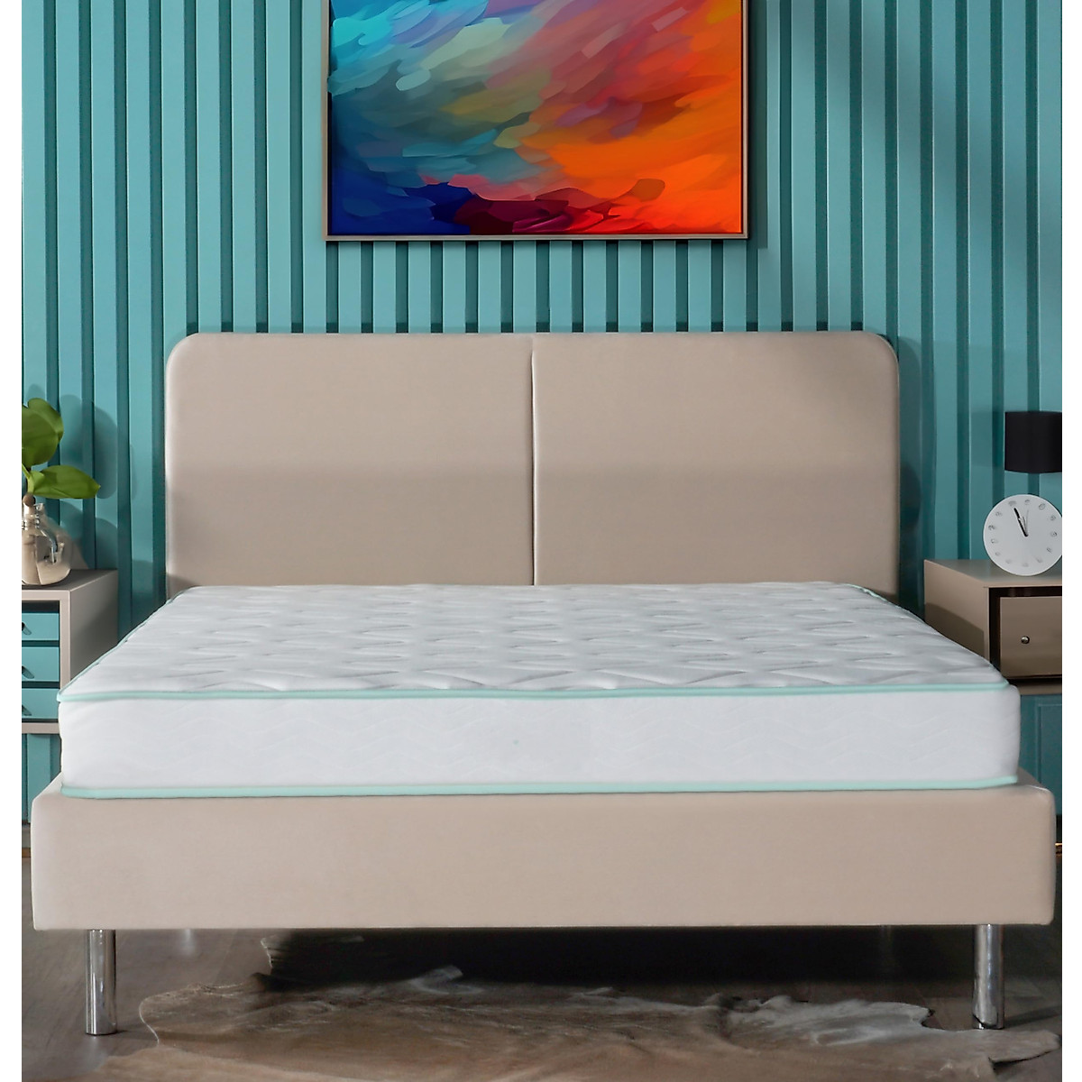 Mdhitsox 6 Inch Twin Mattress,Medium Innerspring Hybrid Mattress with Fabric Cover and Inner Foam,Tempered Steel Coils Support,Twin Size Mattresses Rolled in a Box with Extra Felt Pad