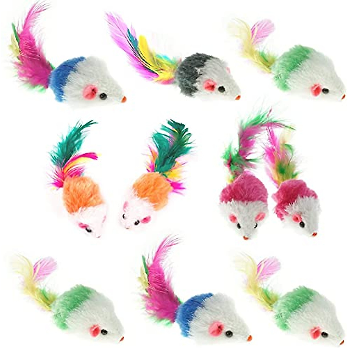 Aftermarket Furry Pet Cat Toys Mice, Cat Toy Mouse, Pet Toys for Cats, Cat Catcher for Feather Tails, 10 Counting