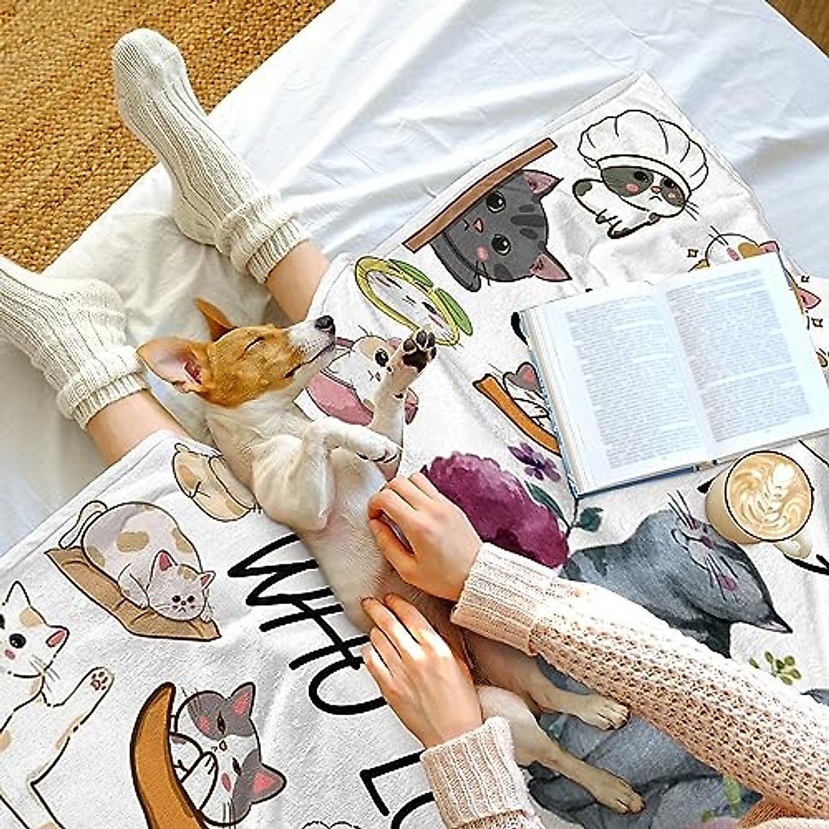Cat Blanket Ultra Soft Flannel Throw Blanket Just a Girl Who Loves cat Blankets Cat Gifts for Cat Lovers Cozy Lightweight Blankets for Women Kids Adults 50"X 40"