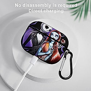 with Airpods Pro Case Purple Black Cartoon Skull Headphone Case Designed for with Airpods Pro Earphone Cover for Men Women with Keychain 2.5inx1.97inx0.9in-Black