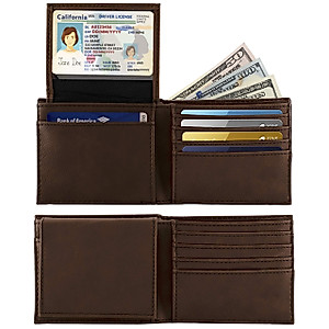 Personalized Wallets for Men, Brown - 6 Colors & 19 Font Options - Custom Engraved Leather Wallet - Gifts for Husband - Personalized Gifts for Men