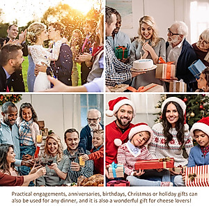 ROYAMY Bamboo Cheese Board Set Charcuterie Platter Bamboo Cutting Board with 4 Stainless Steel Knife Perfect Choice for Birthday Wedding Anniversary- Double Side