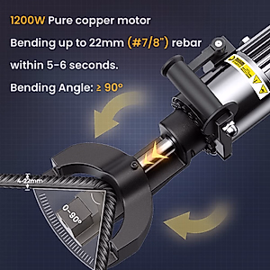 Anbull 1200W Electric Rebar Bender,Hydraulic Rebar Bending Machine Bending up to 7/8 Inch #7 22mm Rebar, Rebar Bending Angle 90 Degrees or Greater