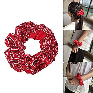 Bandana Print Scrunchies Hair Ties, 5PCS Cotton Hair Elastics for Women