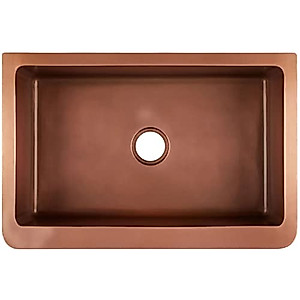 Signature Hardware 318918 32-3/4" Vine Design Farmhouse Single Basin Copper Kitchen Sink
