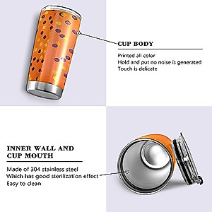 Jihqo Halloween Orange Polka Dots Tumbler with Lid and Straw, Insulated Stainless Steel Tumbler Cup, Double Walled Travel Coffee Mug Thermal Vacuum Cups for Hot & Cold Drinks 12oz