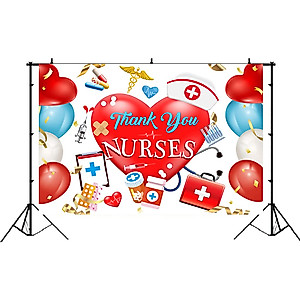 Lofaris Thank You Nurse Photography Backdrop Happy National Nurses Day Background Nurses Week Indoor Outdoor Party Home Office Wall Background Decoration