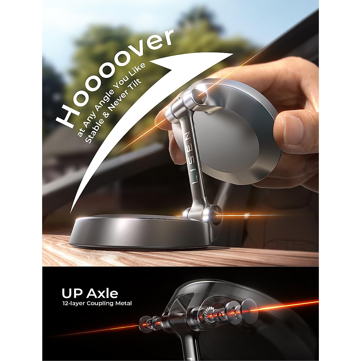 LISEN for Magsafe Car Mount Charger, 15W Fast Charging Ultra Magnetic Car Phone Charger [Mini & Metal], 2024 Magnetic Wireless Car Charger Dashboard for iPhone 16 Pro Max 15 14 13 12, Silver