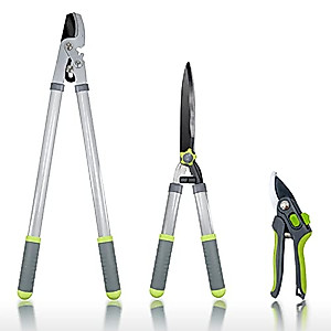 Altdorff Combo Pruning Shears Gardening Tools,3PCS Garden Shears Set include Loppers, Hedge Shear, Bypass Pruner, Professional Tree & Shrub Care Kit