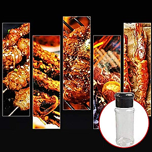 25 Pcs Empty Plastic Spice Bottles Set for Storing Barbecue Seasoning Salt Pepper and More 90 ml/3 oz Black