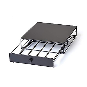 Nifty Coffee Pod Drawer – Black, Compatible with K-Cups, 30 Pod Pack Holder, Non-Rolling, Compact Under Coffee Pot Storage Sliding Drawer, Home Kitchen Counter Organizer