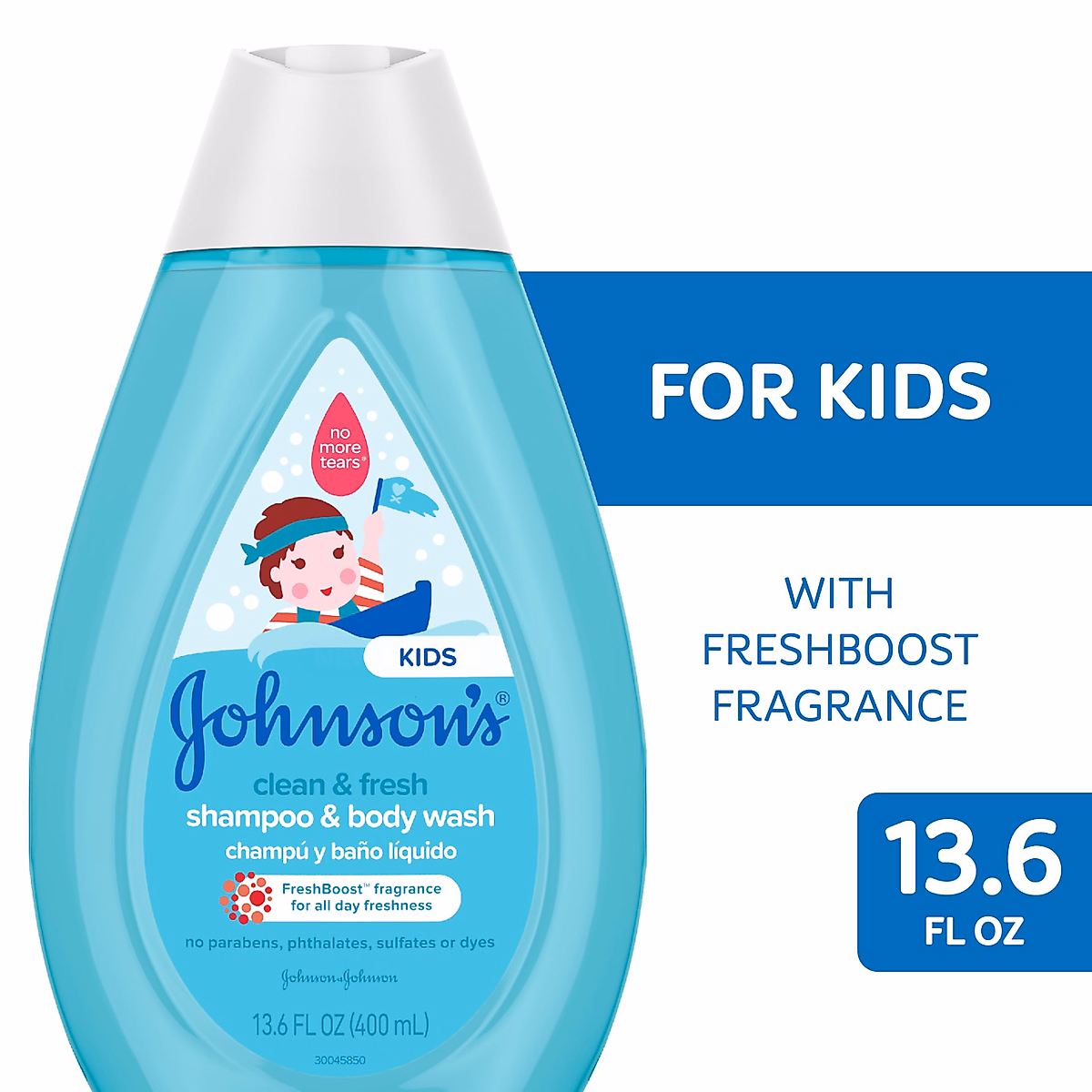 Johnson's Kids Clean & Fresh Children's Shampoo & Body Wash, Tear-Free, Paraben-, Sulfate- & Dye-Free, Hypoallergenic & Gentle on Toddlers' & Kids' Developing Hair, FreshBoost Scent, 13.6 fl. oz