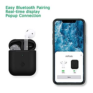 Wireless Charging Case Compatible with AirPods 1 2，Air pods Charger Case Replacement with Bluetooth Pairing Sync Button，no Aipods