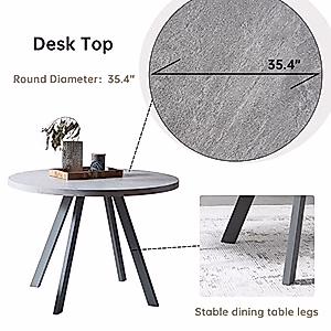 Zerifevni Round Dining Table Set, Mid Century Modern Round Dining Table 35 INCH, Leisure Coffee Table, Saving Space (X-Brown)