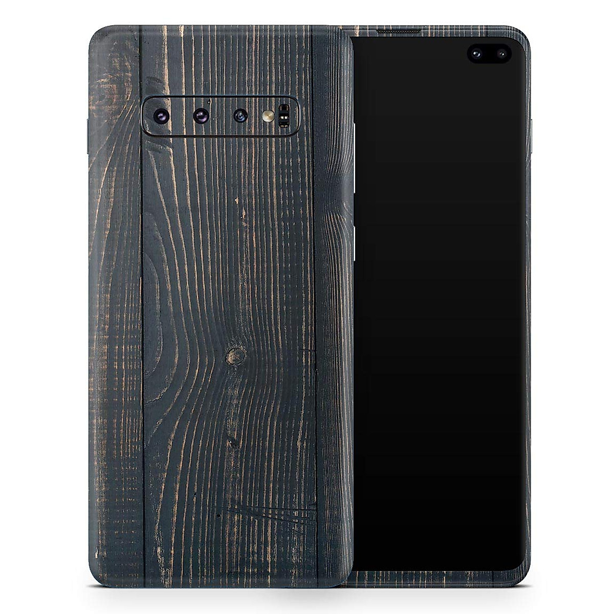 DesignSkinz Vertical Blackwashed Woodgrain Protective Vinyl Decal Wrap Skin Cover Compatible with The Samsung Galaxy S20 (Screen Trim & Back Glass Skin)