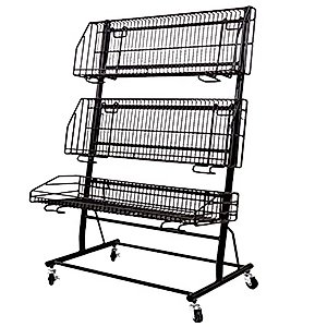 Adjustable 3-Tier Metal Wire Storage Shelf Display Rack with Wheels - Heavy Duty Organizer for Kitchen, Laundry, Bathroom, Pantry, Closet, Garage