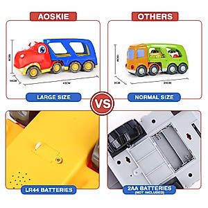 Aoskie Toddler Toys for 1 2 3 Year Old Boys Grils, Dinosaur Truck Toys for Kids with 4 Pull Back Dino Car, Christmas Party Birthday Gift