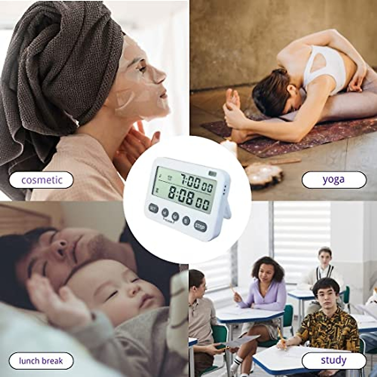 Tuffinix Digital Kitchen Timer Clock - Magnetic Countdown Timer for Cooking Count Up & Down Big Display with Memory Function and Loud Alarm for Kids Homework Gym Baking