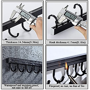 NC Kitchen Towel Hook Self Adhesive Installation,with 8 Slide Hooks, Kitchen Must Haves,Door,Key,Bathroom Coat Rack Hook Space Aluminum Wall Bathroom Hat Hook.(15.75 inch with 8 Hook, Silver White)